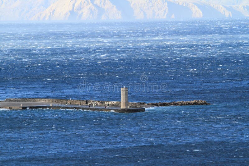 Picture Represents the Lighthouse while Blowing Strong Wind Stock Photo ...