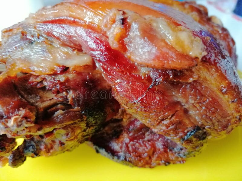 Roasted meat stock image. Image of animal, pigs, grill - 164078761