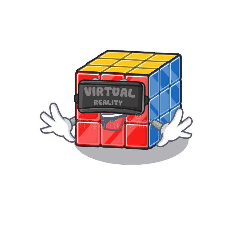 A Picture of Rubic Cube Character Wearing Virtual Reality Headset ...