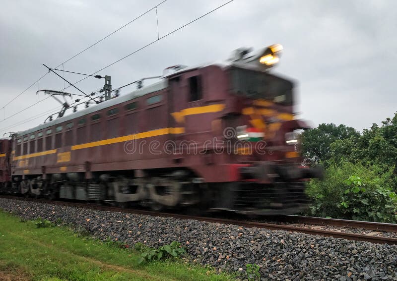 This is the Picture of Running Engine Train. Stock Image - Image of ...