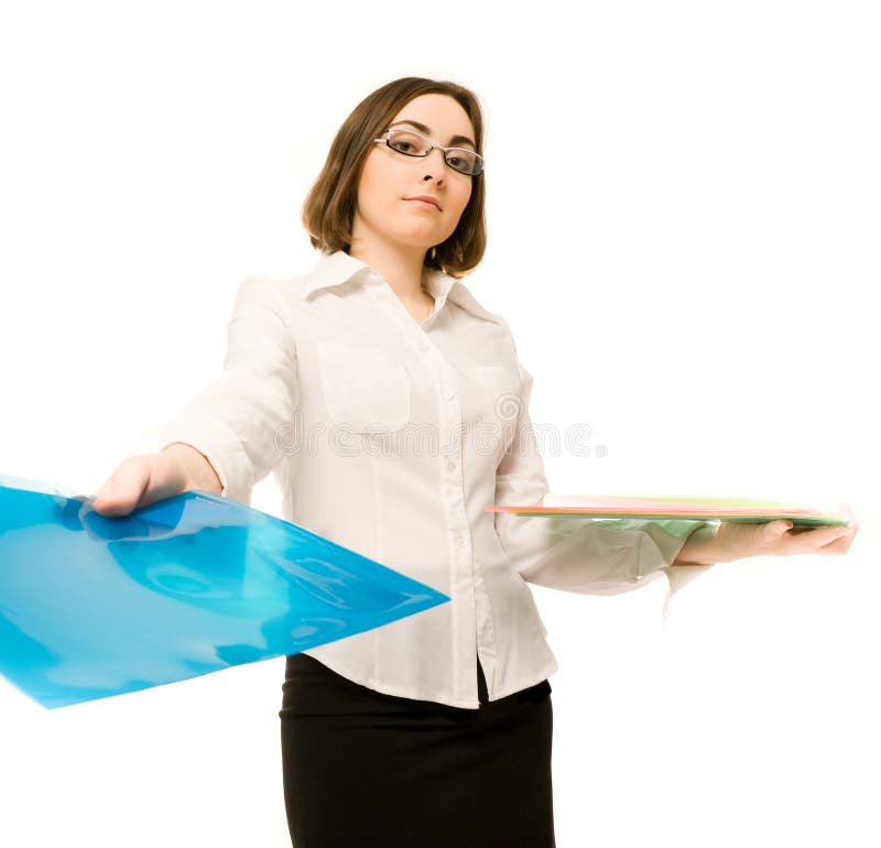 Picture Of A Secretary With Folders Stock Image - Image of expressing ...