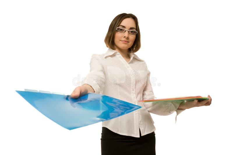 Secretary with Folder Sitting on Chair Stock Photo - Image of makeup ...