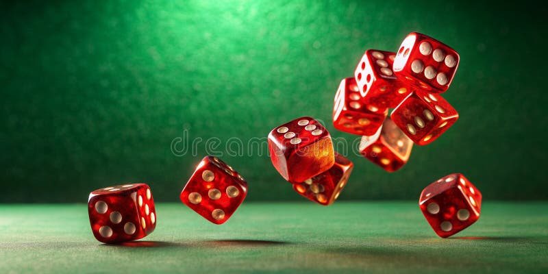 Red Dice Falling Out of a Black Dice Cup Stock Illustration ...
