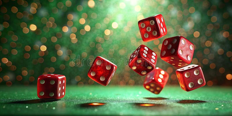 Red Dice Falling Out of a Black Dice Cup Stock Illustration ...