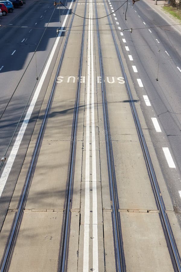 Picture of Shared Tram and Bus Lane in a City Stock Photo - Image of ...