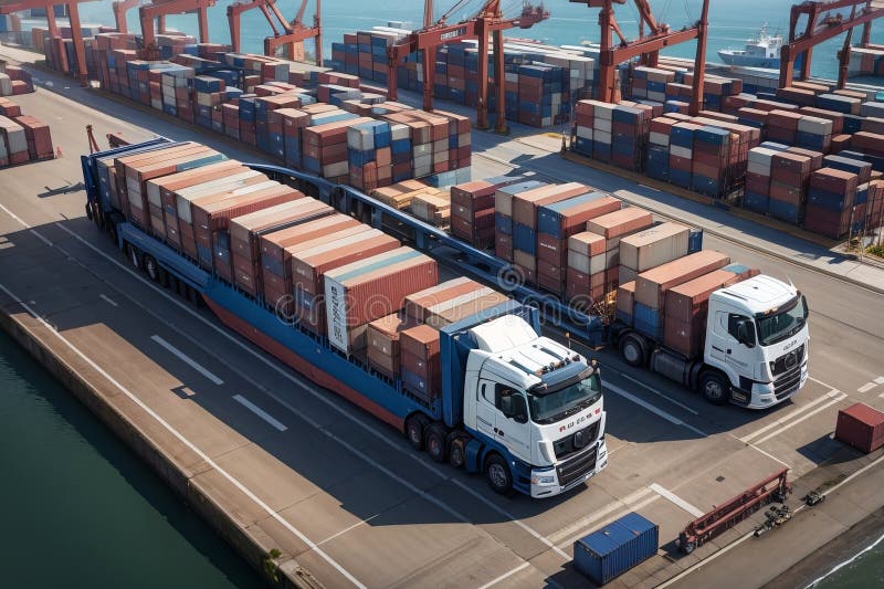 Concept Ship in Port Import-export Commercial Logistic Background, Port ...