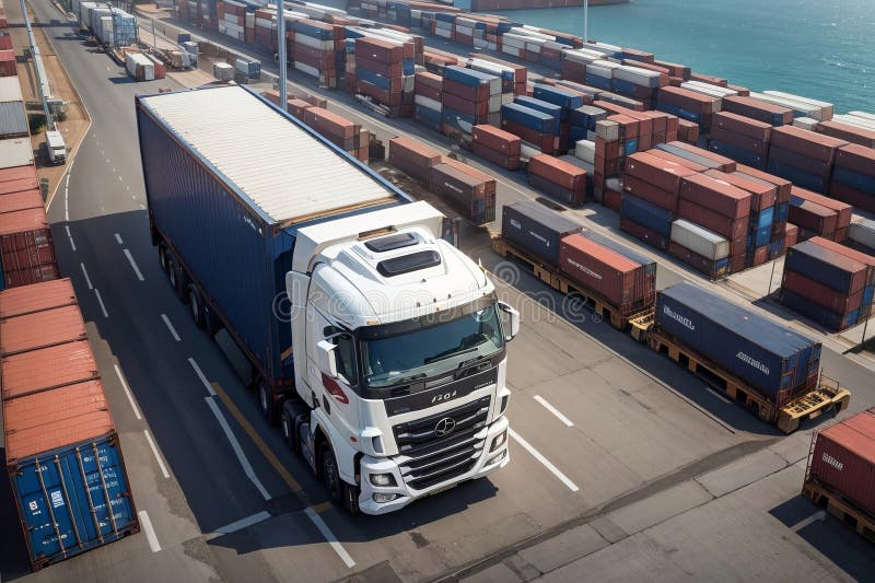 Concept Ship in Port Import-export Commercial Logistic Background, Port ...