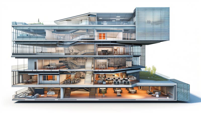 Architectural Plan Scheme of a Modern Office Building, Cutaway Stock ...