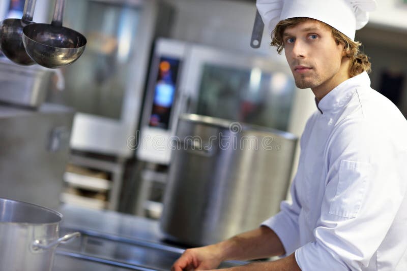 Busy Chef at Work in the Restaurant Kitchen Stock Photo - Image of ...
