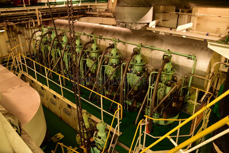 Eight Cylinders Main Engine on the Cargo Ship, Maker MAN Editorial ...