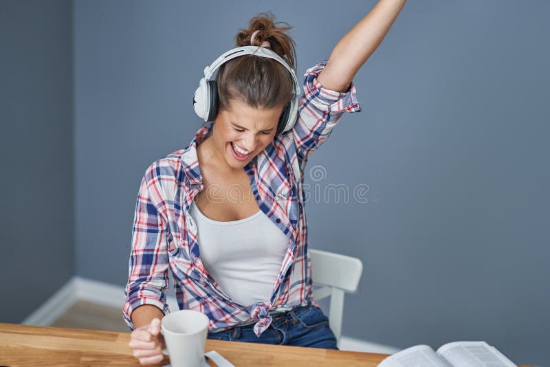 Successful Female Student Learning at Home Stock Photo - Image of ...