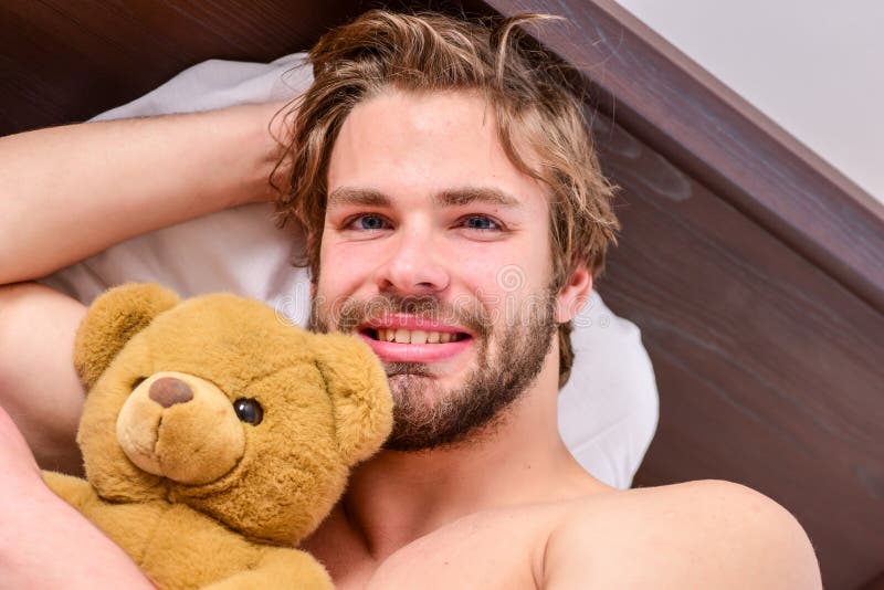 Picture Showing Young Man Stretching in Bed. Man Feeling Back Ache in ...