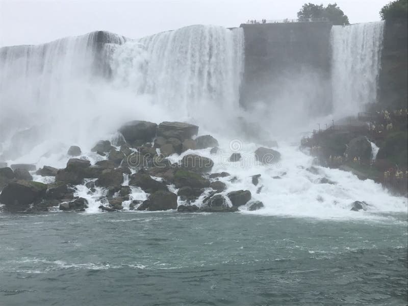 Huge Waterfall and Rocks at the Niagara Falls Stock Image - Image of ...