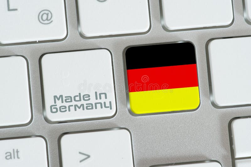 Computer and Slogan Made in Germany Stock Photo - Image of award ...