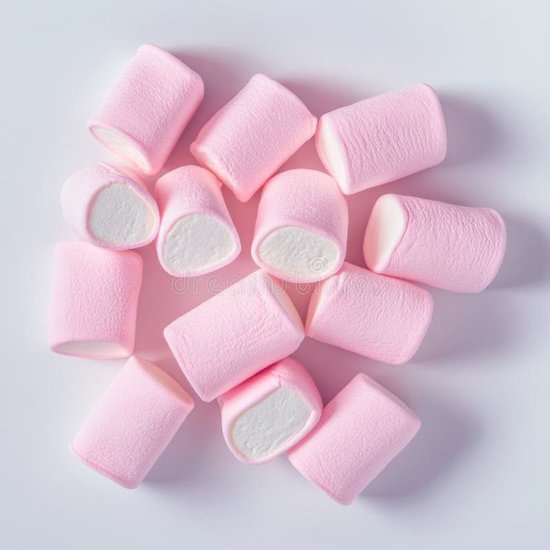 A Picture Shows Marshmallows Stacked on a White Background, with ...