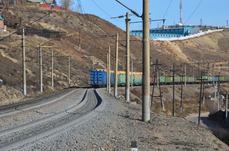 An outgoing train tail stock image. Image of column - 130772705