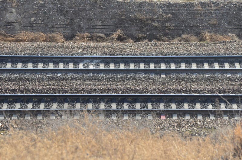 A railroad with two lines stock photo. Image of nature - 131241962
