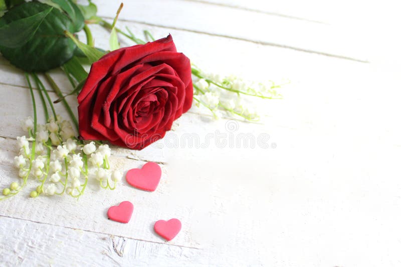 Red Rose and Lily of the Valley Stock Image - Image of blooms ...