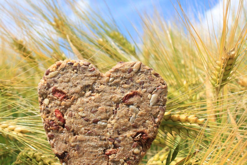 Roll with a Heart Shape in Front of a Rye Field Stock Image - Image of ...