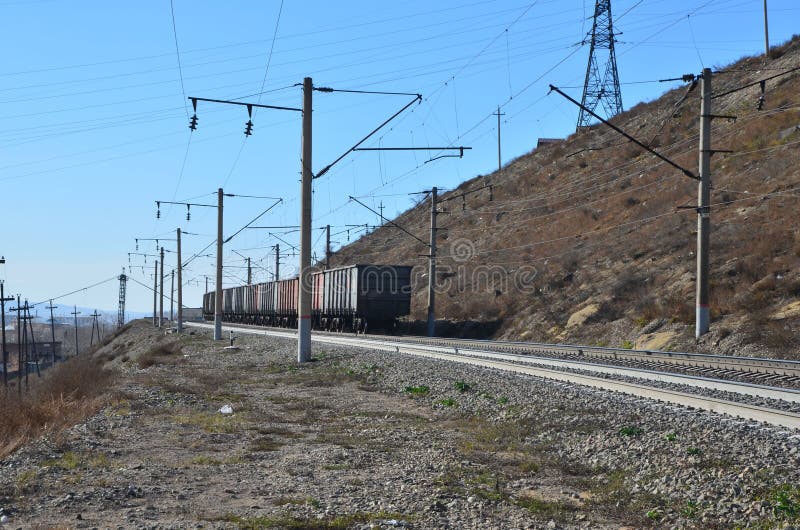 A tail of outgoing train stock photo. Image of nature - 130773244