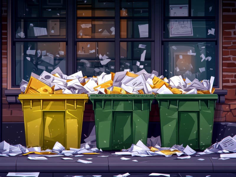 A Picture Shows a Trash Can Overflowing with a Large Amount of Garbage ...