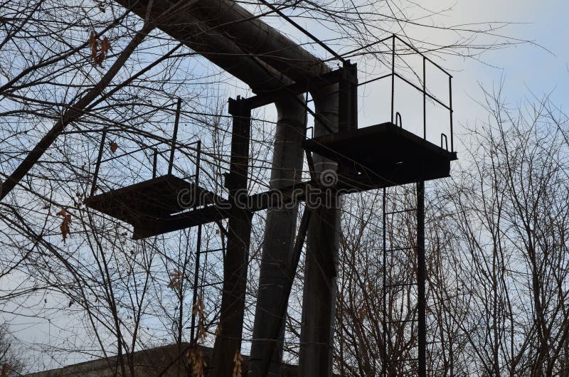 An Upper Pipe Turn Over the Walkway Stock Photo - Image of canalization ...