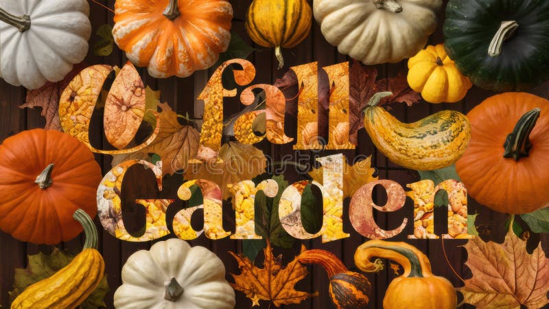 A Picture of a Sign that Says Fall Garden with Pumpkins and Squash, AI ...