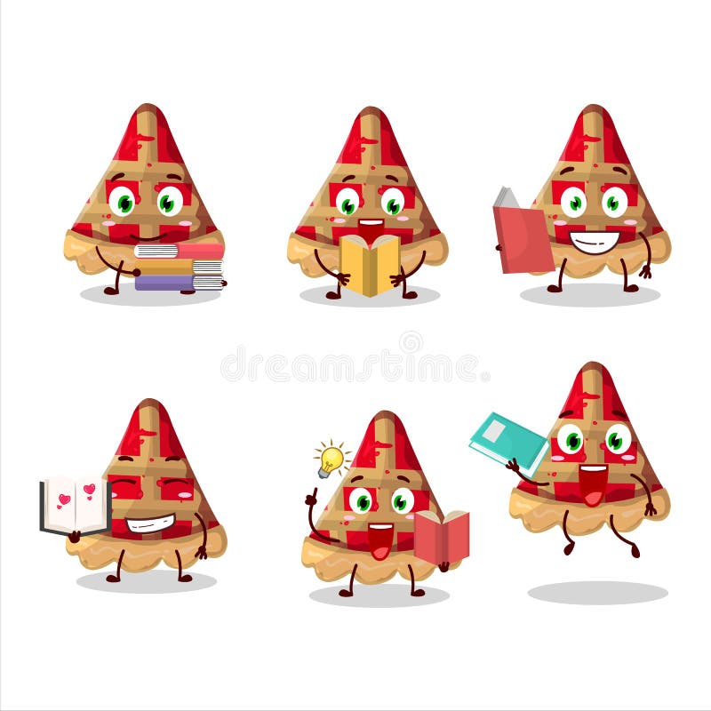 A Picture of Slice of Apple Pie Cartoon Character Concept Reading an ...