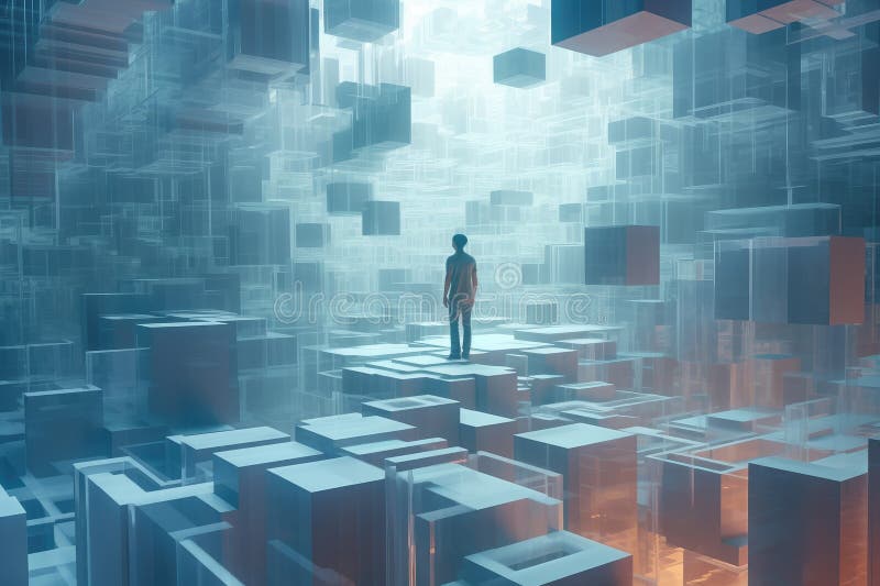 Picture of Smart Scientist Human Create Colony Using Cube Technology ...