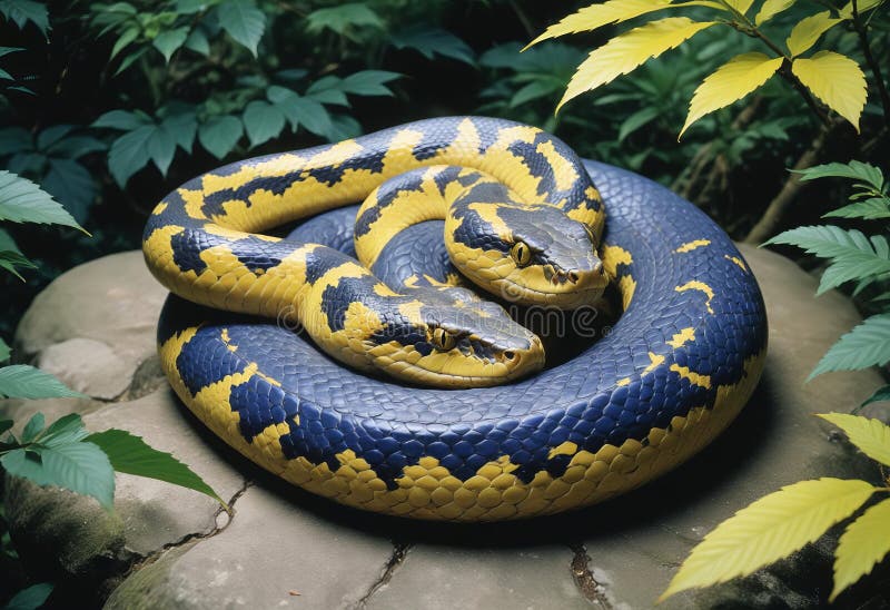 A Picture of a Snake Laying on Top of a Rock Stock Illustration ...