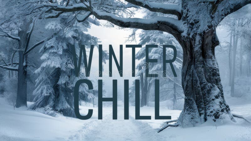 A Picture of a Snowy Forest with the Words Winter Chill, AI Stock Image ...