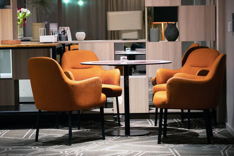 Picture of Soft Chairs and Table in the Cafe Stock Image - Image of ...