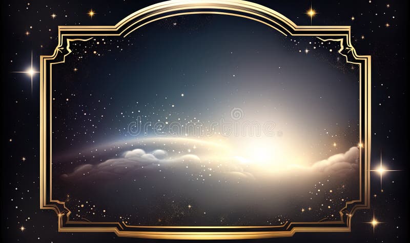 A Picture of a Space Scene with Stars and a Gold Frame Stock ...