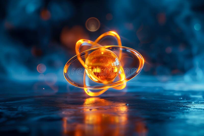 Picture of a Spinning Golden Atom Created with Generative AI Technology ...
