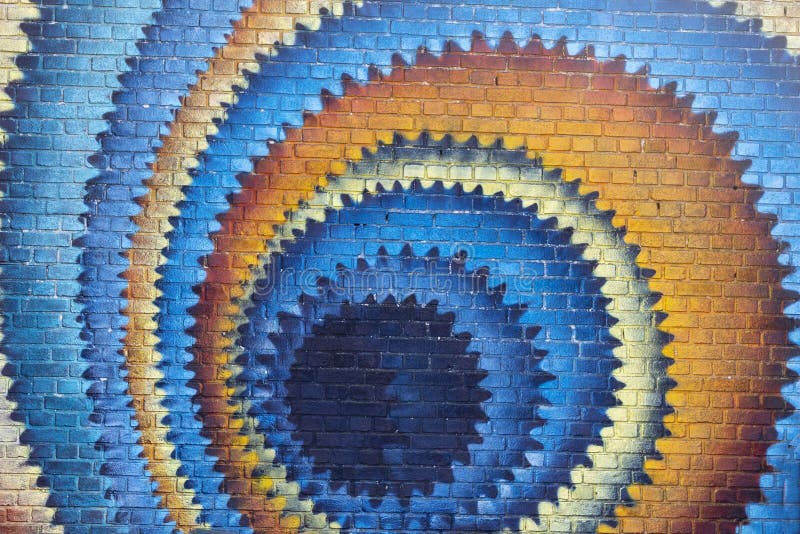 Spiral Colorful Pattern on a Brick Wall Editorial Photo - Image of ...