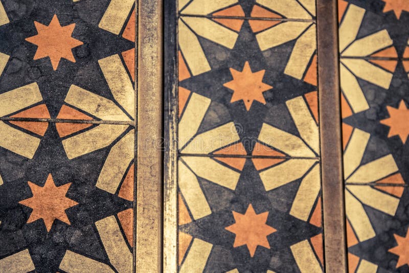Star Pattern on Floor Tiles in a Store Stock Photo - Image of blue ...