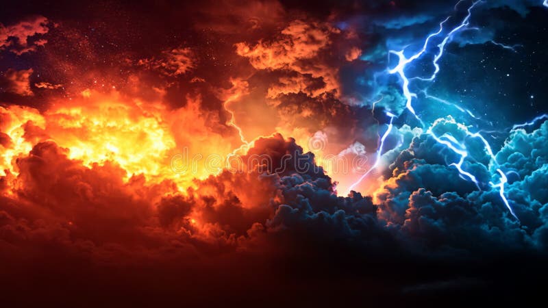 A Picture of a Storm with Red and Blue Clouds Stock Video - Video of ...