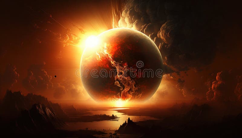 Picture of the Sun Rising Over Planet. Generative AI Stock Illustration ...