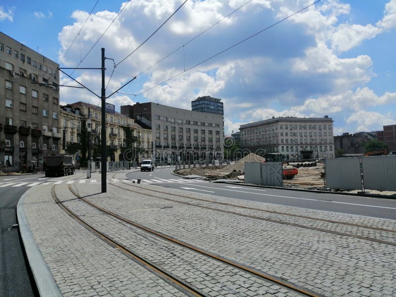 Sunny day in town stock image. Image of dawn, downtown - 182285173