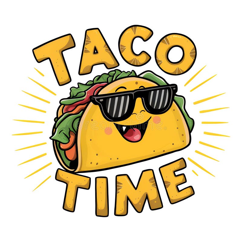 A Picture of a Taco that Says Taco Time. Stock Illustration ...