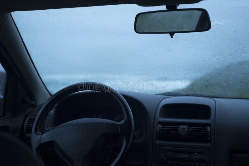 Picture Taken from Inside a Car Stock Photo - Image of rain, mirror ...