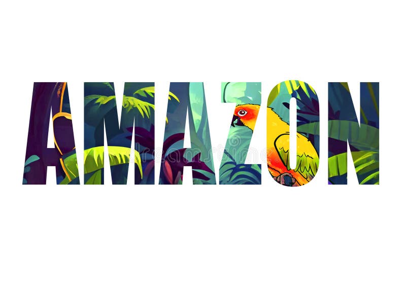 Picture in Text Effect Amazon Stock Illustration - Illustration of ...
