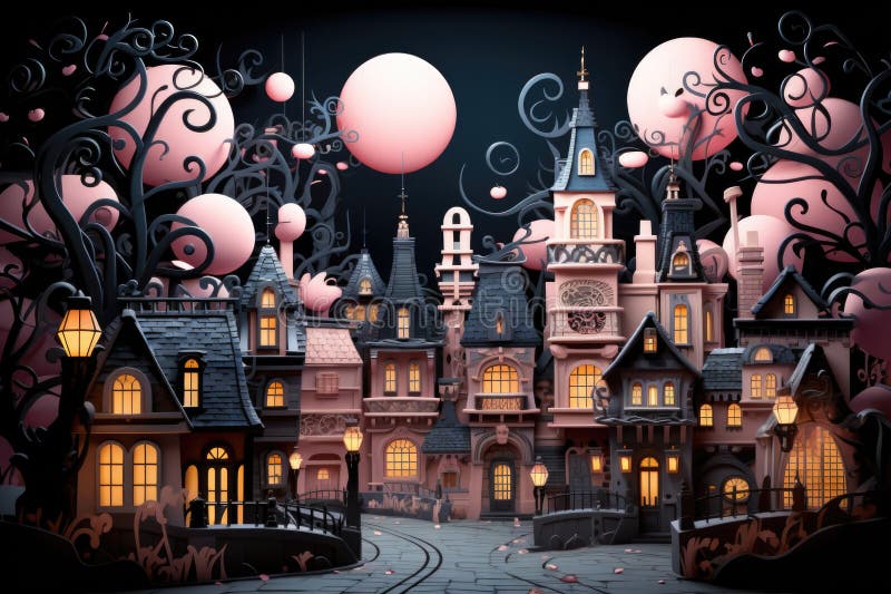 A Picture of a Town at Night with Lots of Lights. Generative AI Image ...