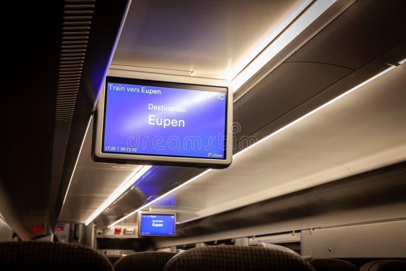EUPEN, BELGIUM - NOVEMBER 9, 2022: Selective Blur on an Information LCD ...