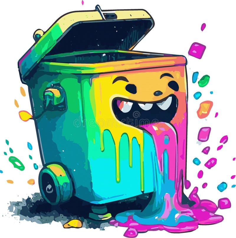 Picture of a Trash Can Full of Colorful Smiles Stock Illustration ...