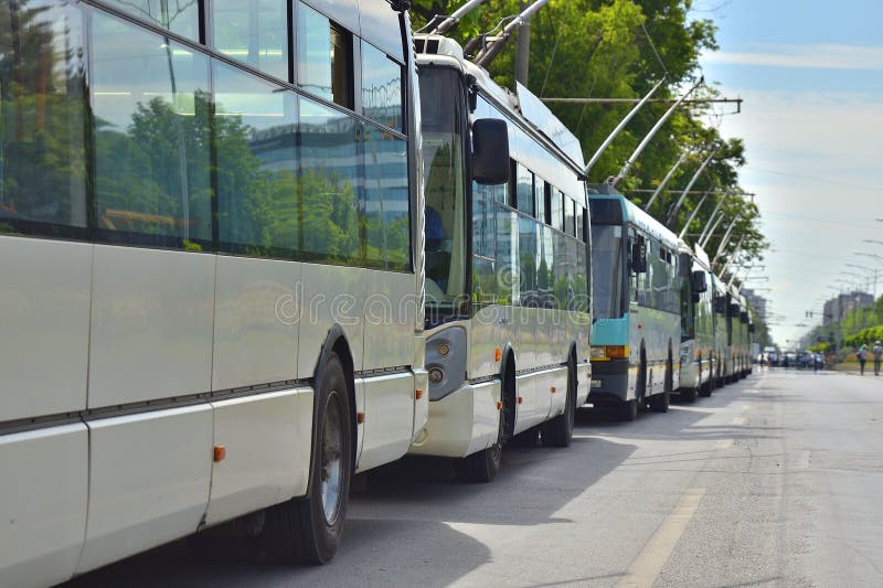 Trolleybuses from Bucharest Stuck in Traffic Stock Photo - Image of ...