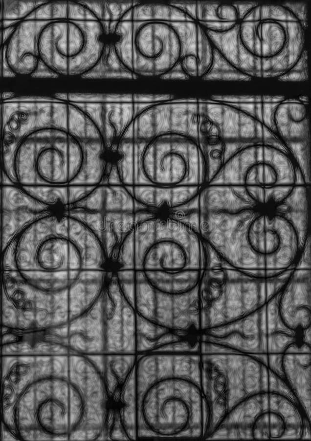Picture of a Twisted Metal Grille through a Patterned Glass Stock Image ...