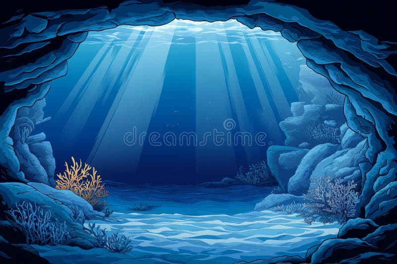 A Picture of an Underwater Scene Set Against an 8-bit Pixel Art ...