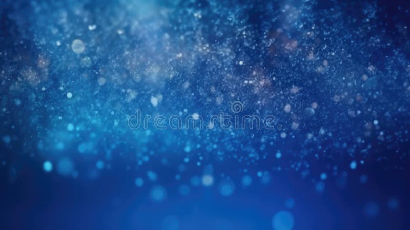 Vague Visual of Sparkling Particles Scattered in Deep Blue Background ...