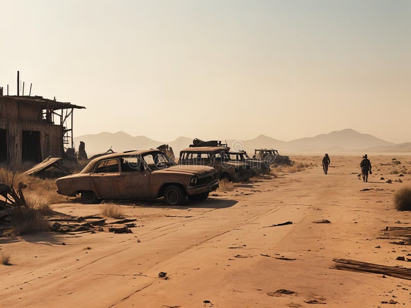 Picture a Vast Desert Landscape in a Post-apocalyptic Setting ...